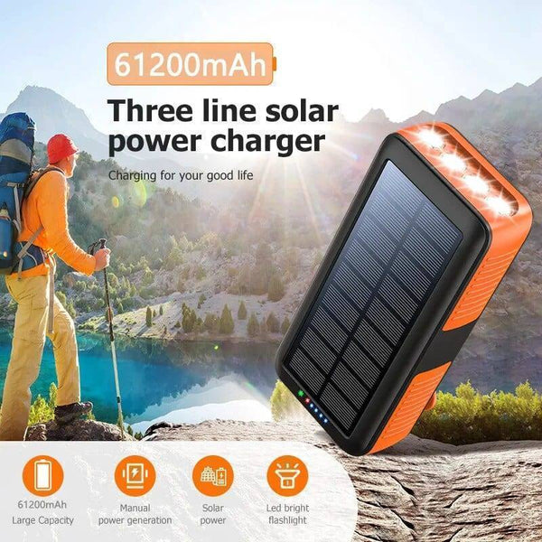 61200mAh Solar Power Bank with Hand Crank - Emergency Phone Charger ...